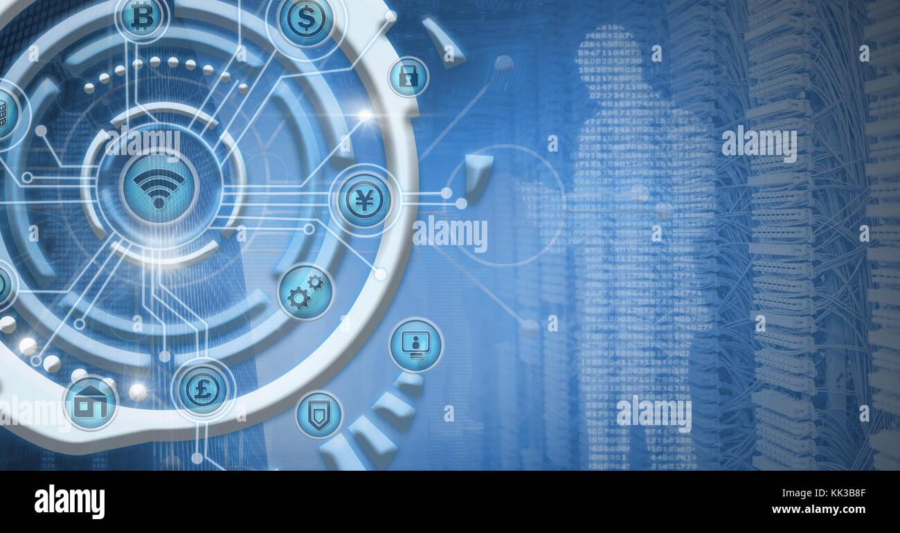 Futuristic device digital icons city hi-res stock photography and ...