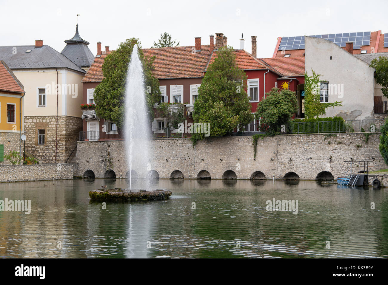 Fountain on Mill Pond in Tapolca, Hungary Stock Photo - Alamy