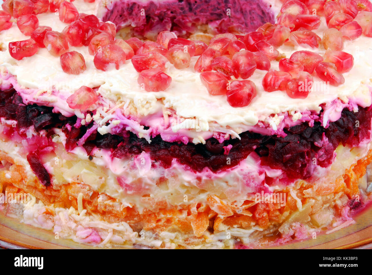 traditional salad herring dressed layered with vegetables- Selyodka pod ...