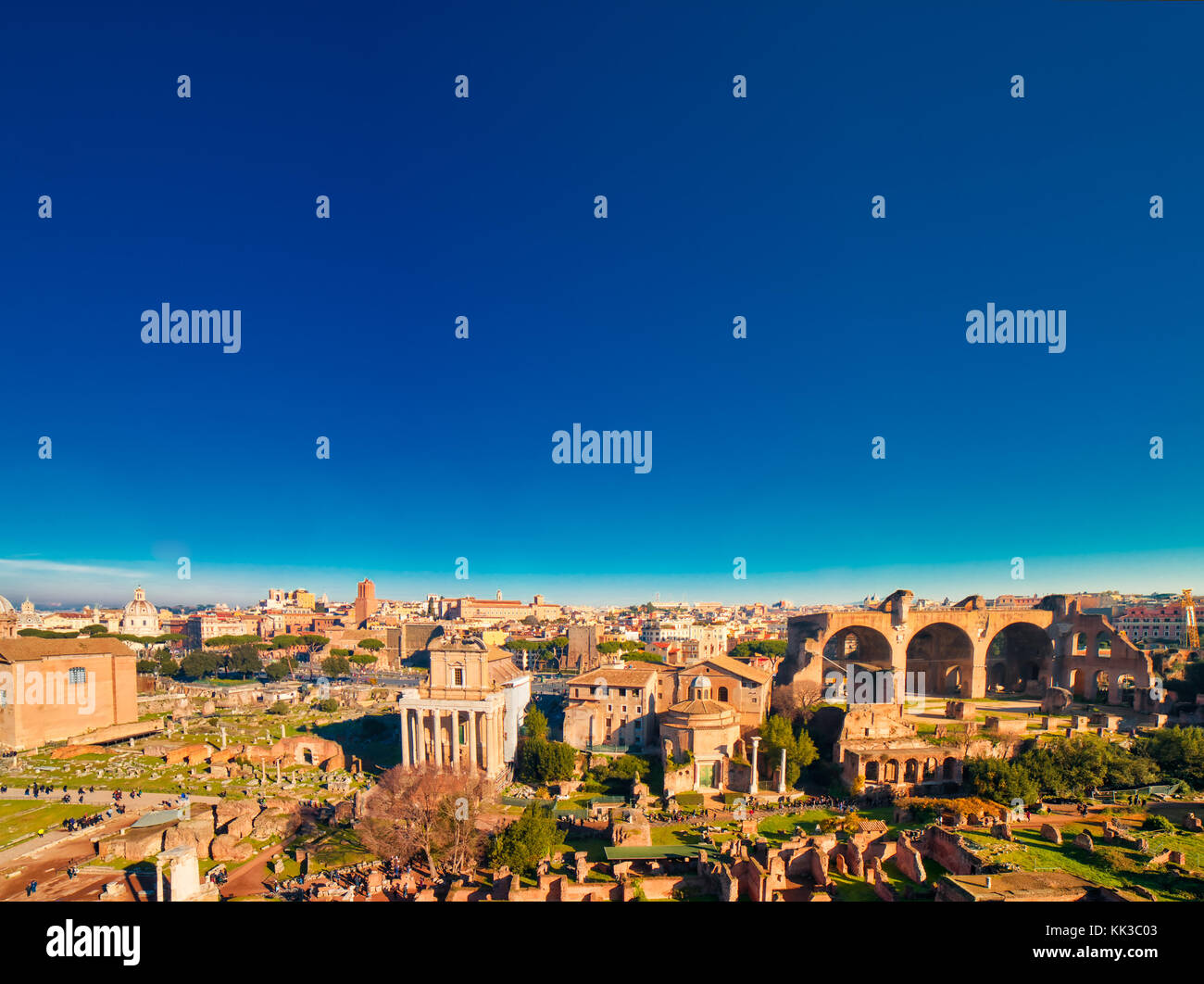 aerial view of ancient architecture and landmarks of Rome, Italy Stock ...