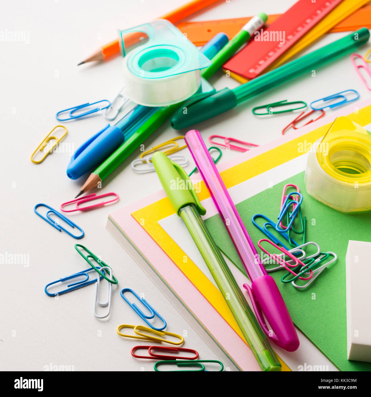 Stationery colorful writing tools accessories pens pencils, color paper ...