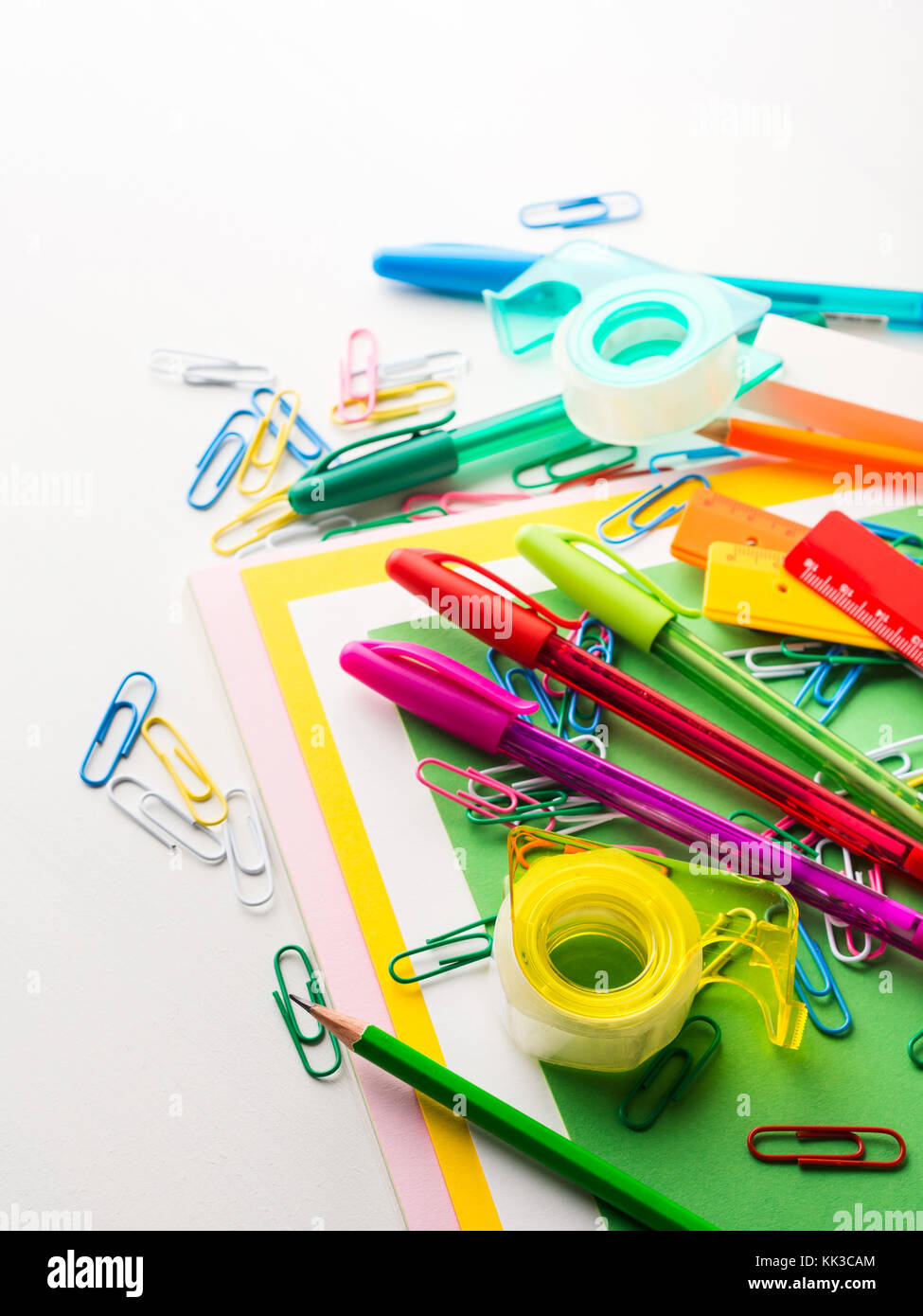 Stationery colorful writing tools accessories pens pencils, color paper ... Stationery colorful writing tools accessories pens pencils, color paper ...