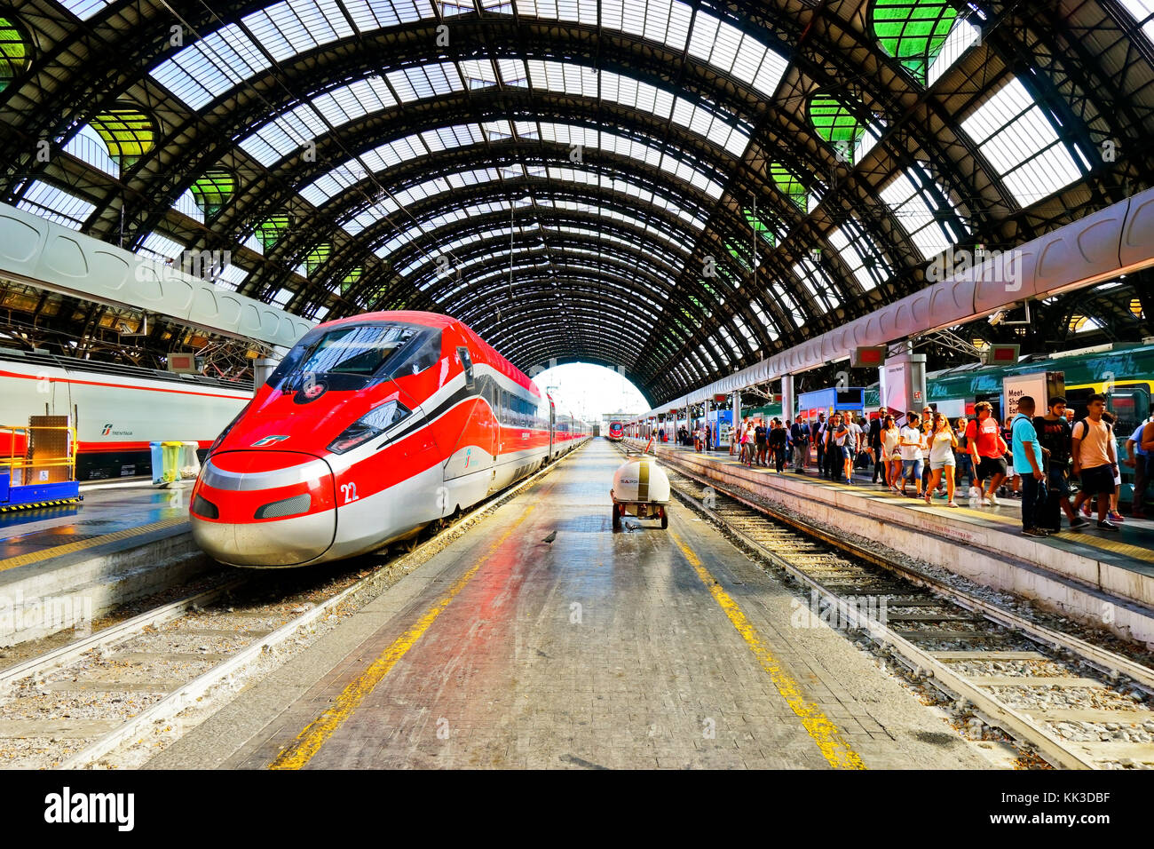 View of the High-speed train at Milano Centrale railway station in ...