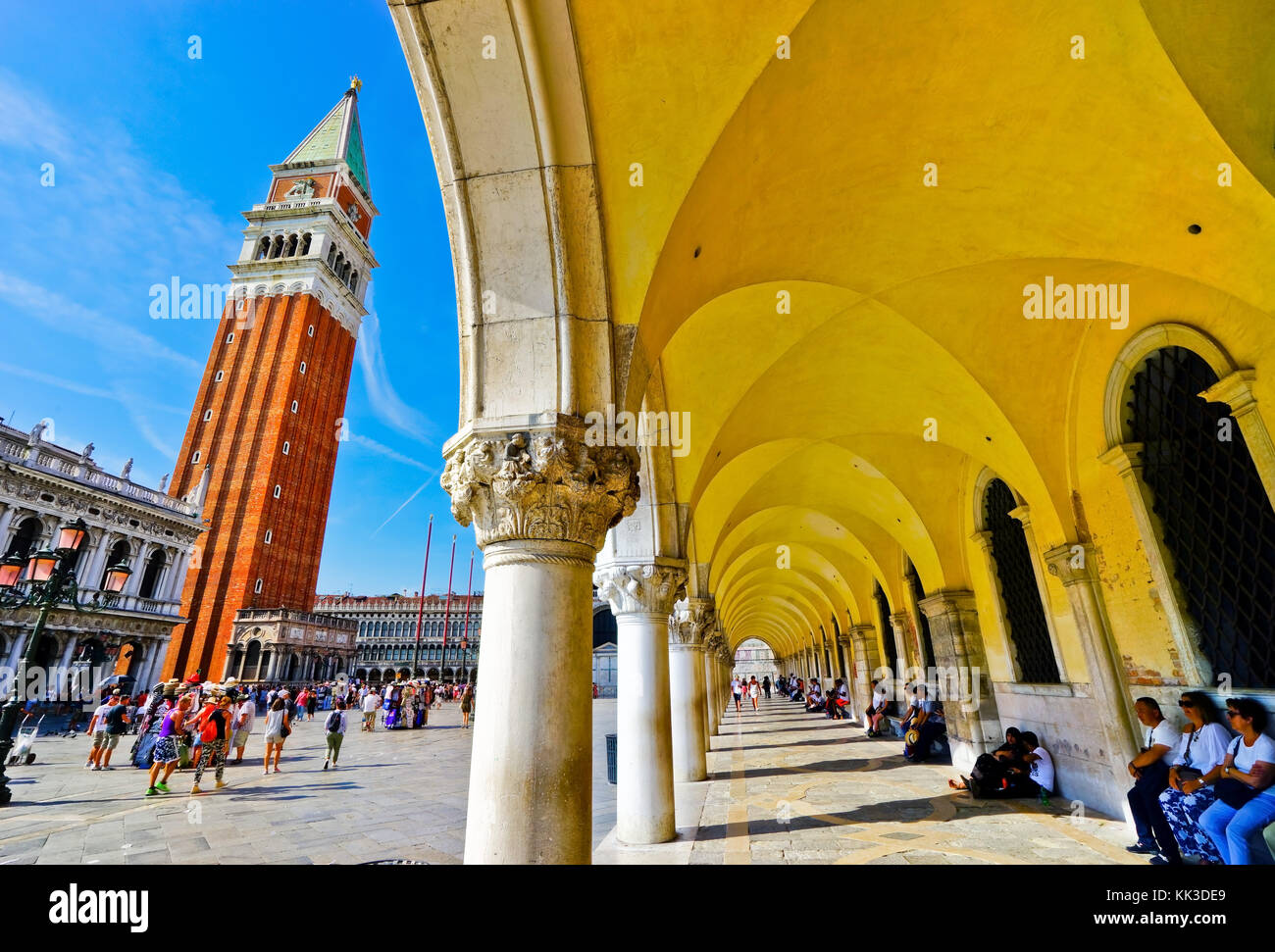 View of St Mark's Campanile and Doge's Palace on the St Mark's Square ...