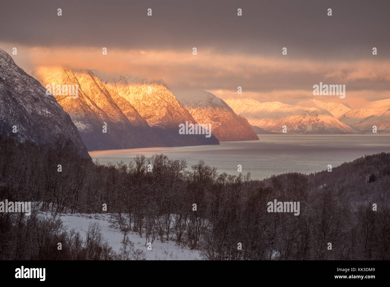 Sunset on the Lyngen alps in Norway Stock Photo - Alamy