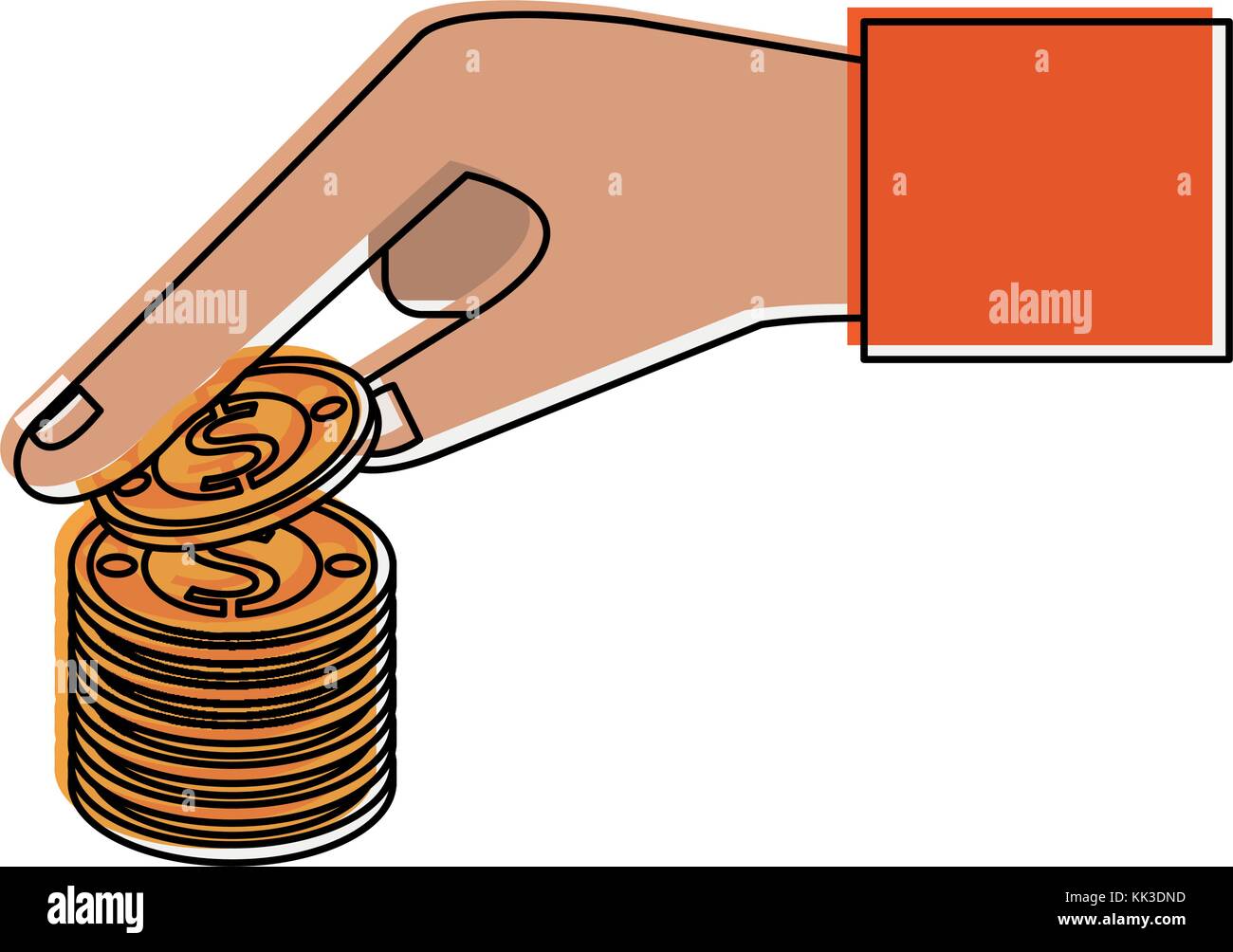 Hand with coin Stock Vector Image & Art - Alamy