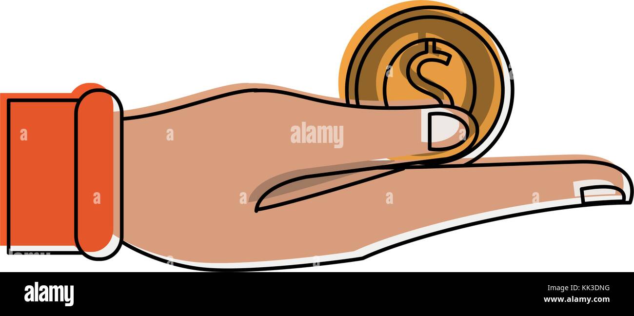 Hand with coin Stock Vector Image & Art - Alamy