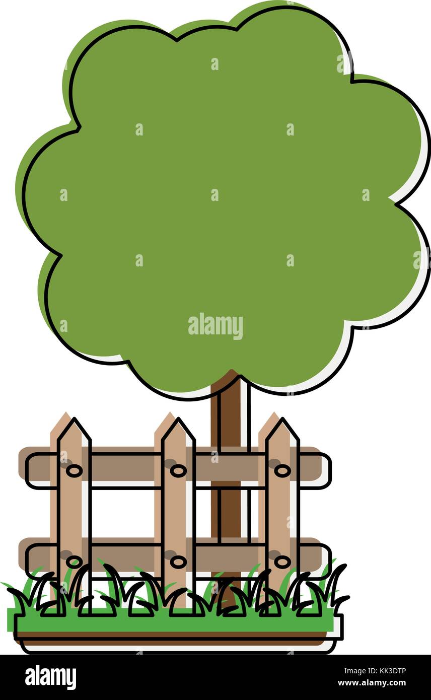 tree in garden Stock Vector Image & Art - Alamy