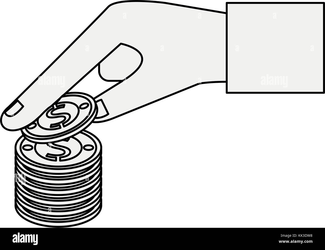 Hand with coin Stock Vector Image & Art - Alamy