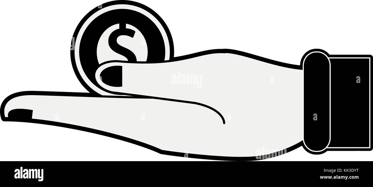 Hand with coin Stock Vector Image & Art - Alamy
