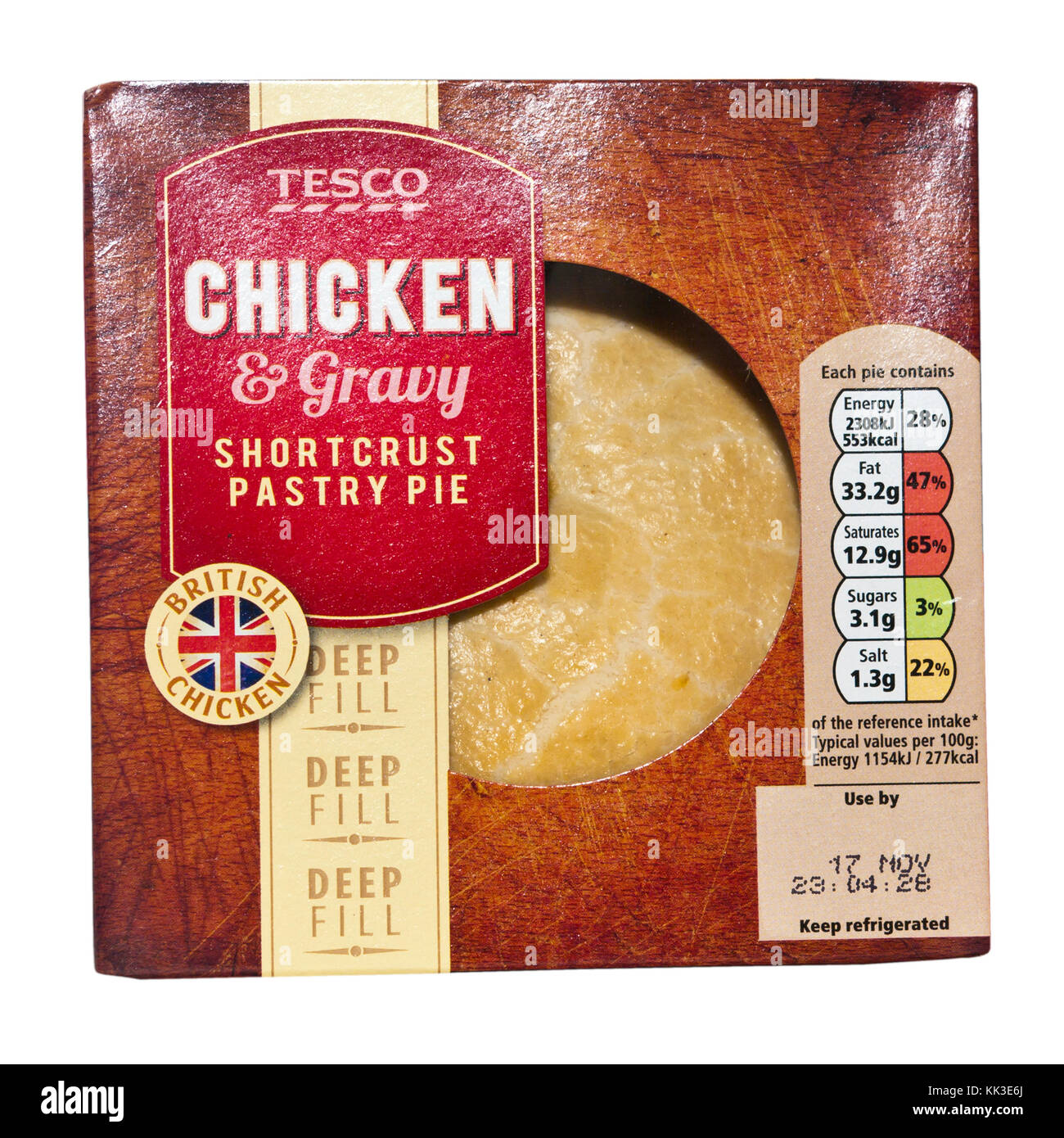 Tesco Own Brand Chicken and Gravy Shortcrust Pastry Pie Stock Photo - Alamy