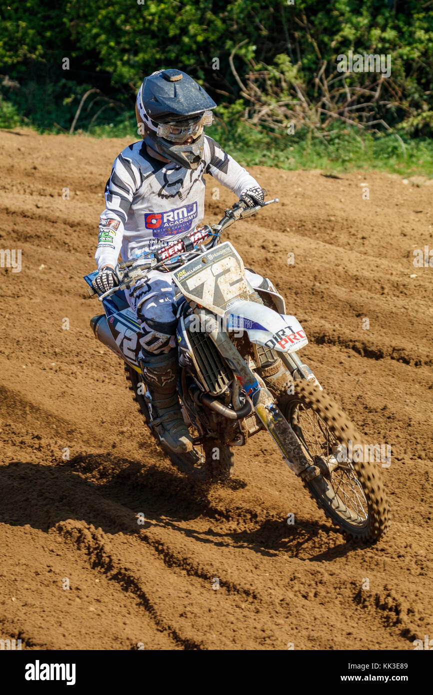 Joe Cadwallader on the Husqvarna UK Fox RMJ MXY2 at the 2017 British ...