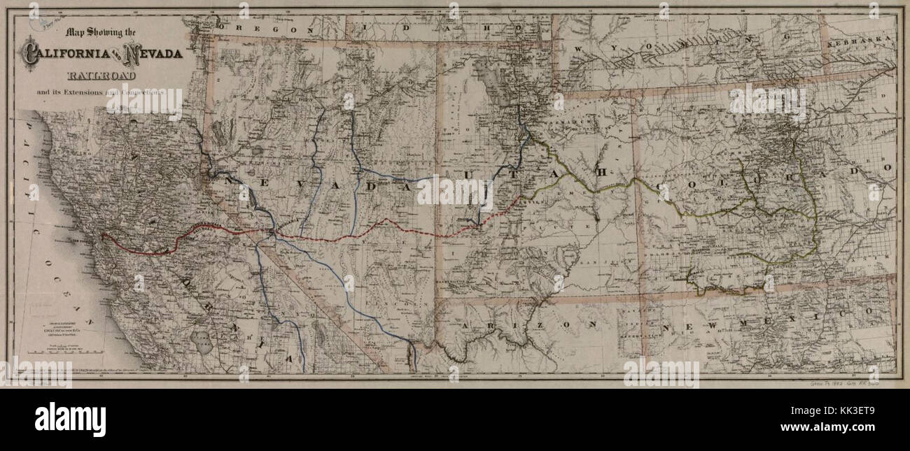 1882 Map showing the California and Nevada Railroad and its extensions ...