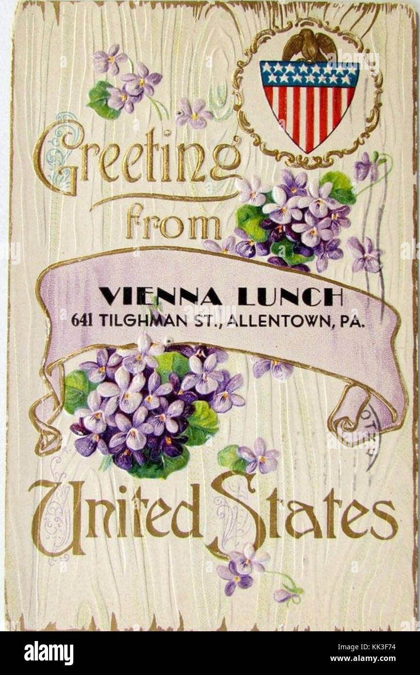 1933 Vienna Lunch Trade Card Allentown PA Stock Photo - Alamy