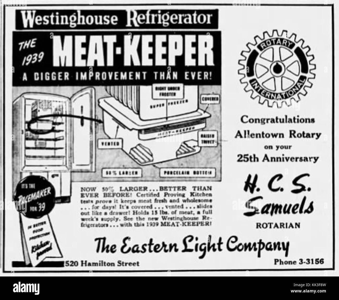 A document from the Eastern Light Company dated April 11, 1939, based ...