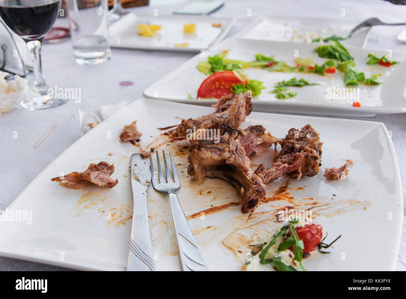 Food left by the abundant lunch in the restaurant Stock Photo - Alamy