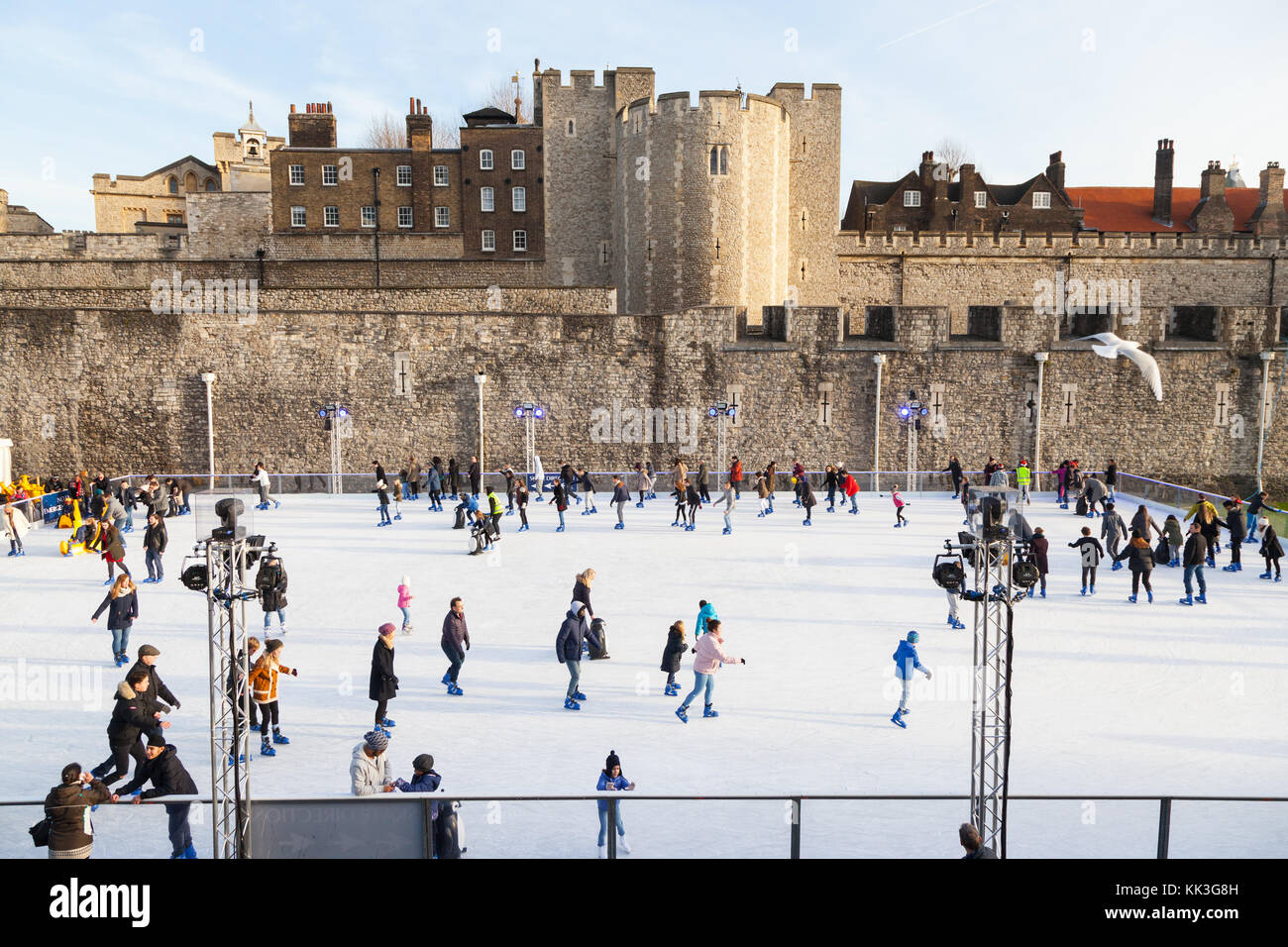 A view of the ice rink by the Tower of London, England Stock Photo - Alamy