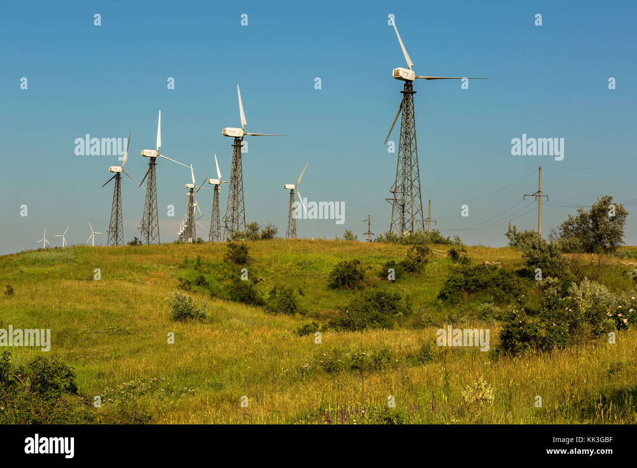 Wind power stations on Crimean peninsula Stock Photo - Alamy
