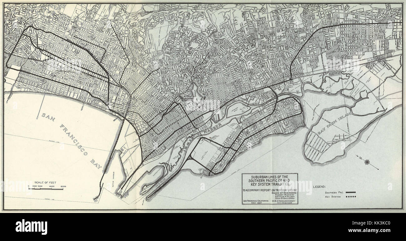 1927 East Bay Electric Lines and Key System map Stock Photo - Alamy