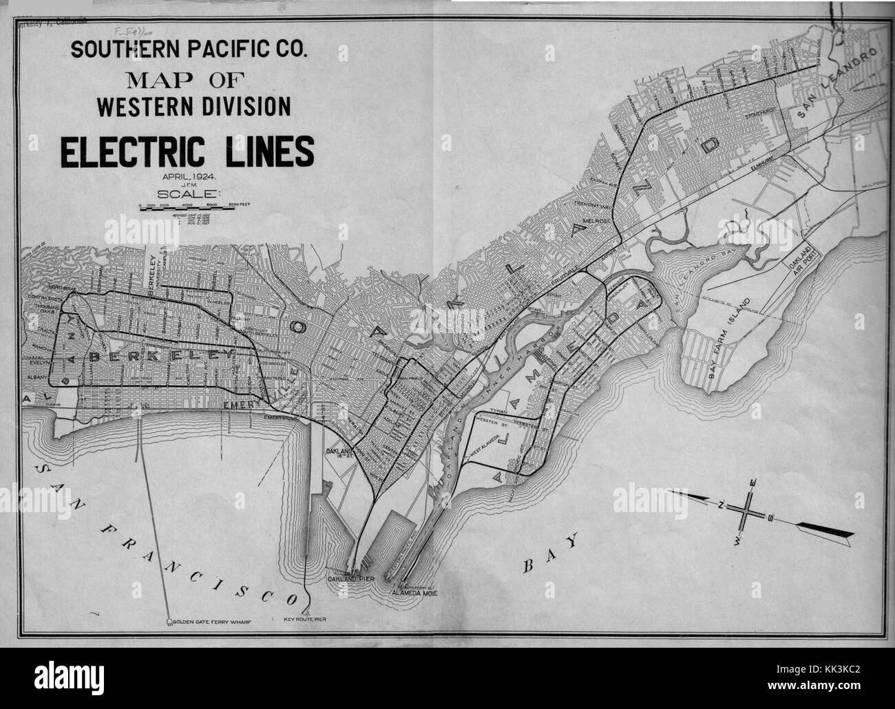 1927 East Bay Electric Lines map Stock Photo - Alamy