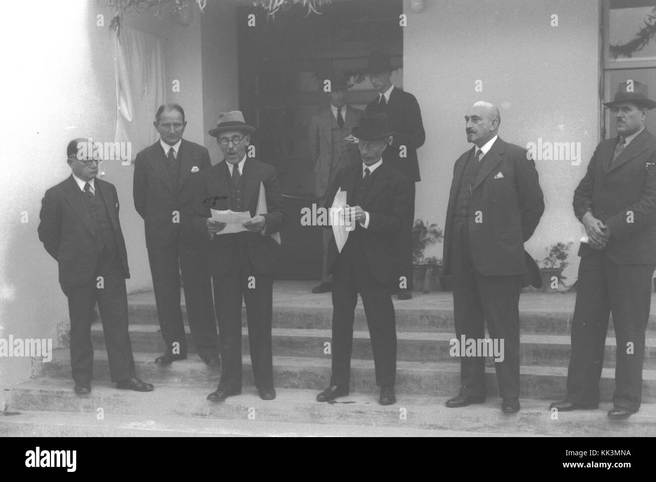 DEDICATION CEREMONY OF SOIL RESEARCH IN REHOVOT. L.TO R. ARTHUR RUPPIN ...
