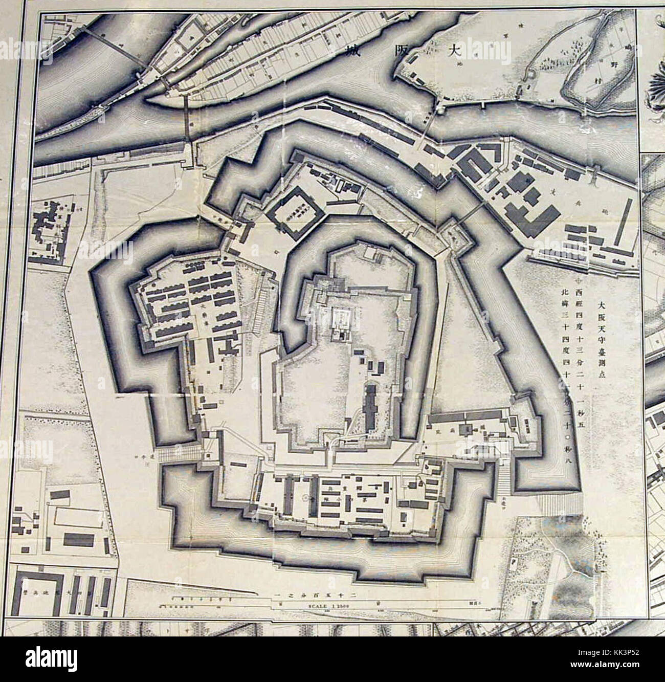 OsakaCastle map 1887 Stock Photo - Alamy