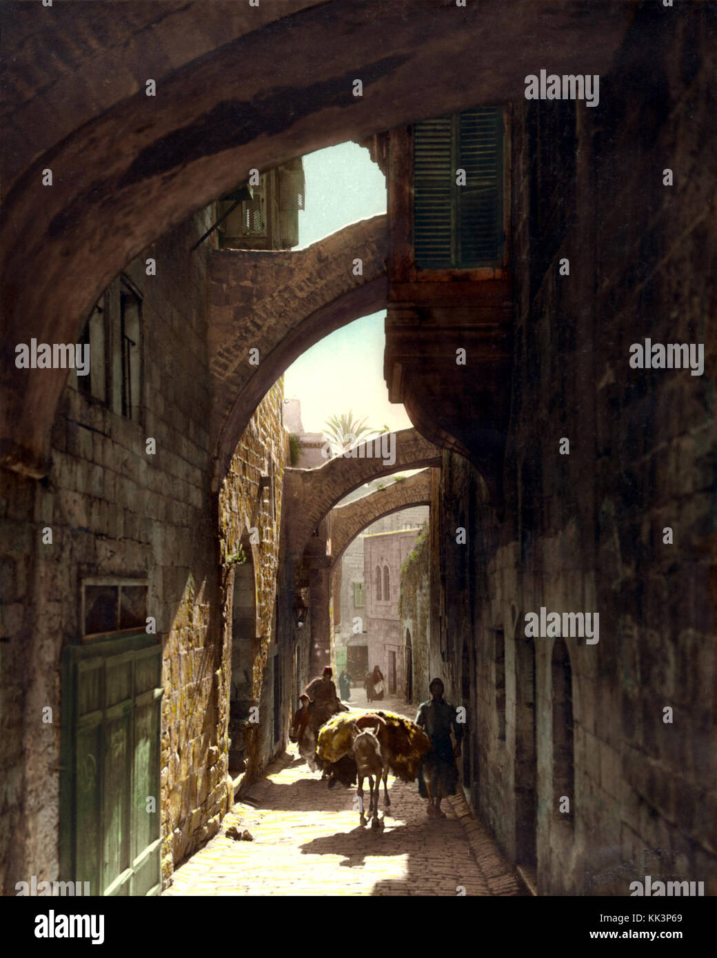 This photograph shows the Via Dolorosa, the route in Jerusalem ...