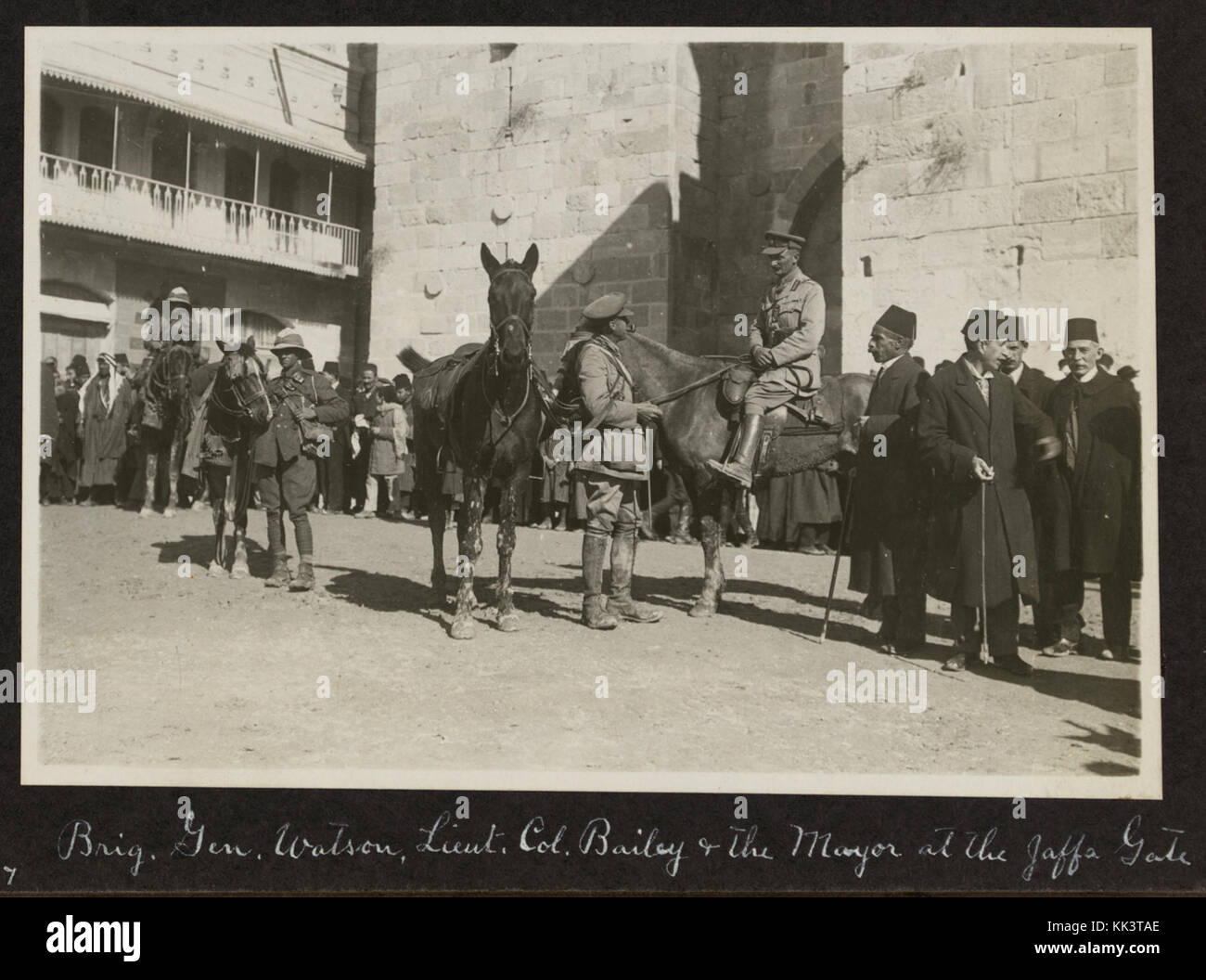 General Watson is depicted at Jaffa Gate in Jerusalem, an important ...