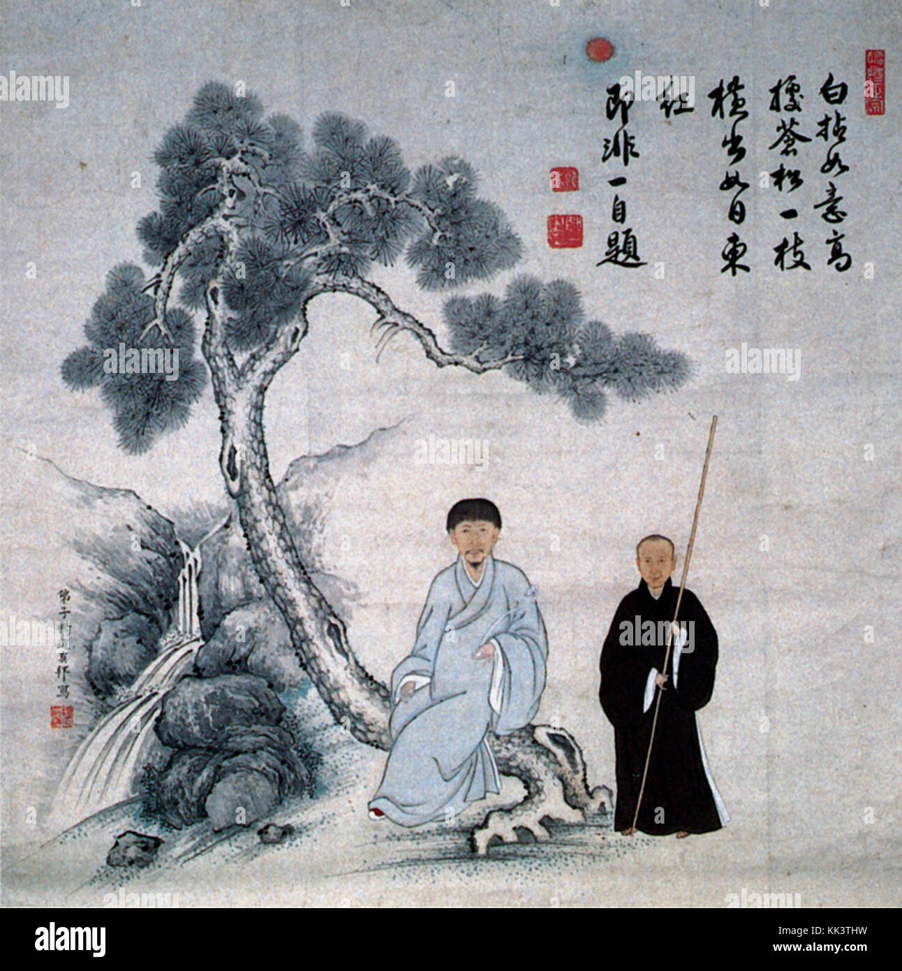 Portrait of Jifei and Baigan Inscription by Jifei color on paper ...