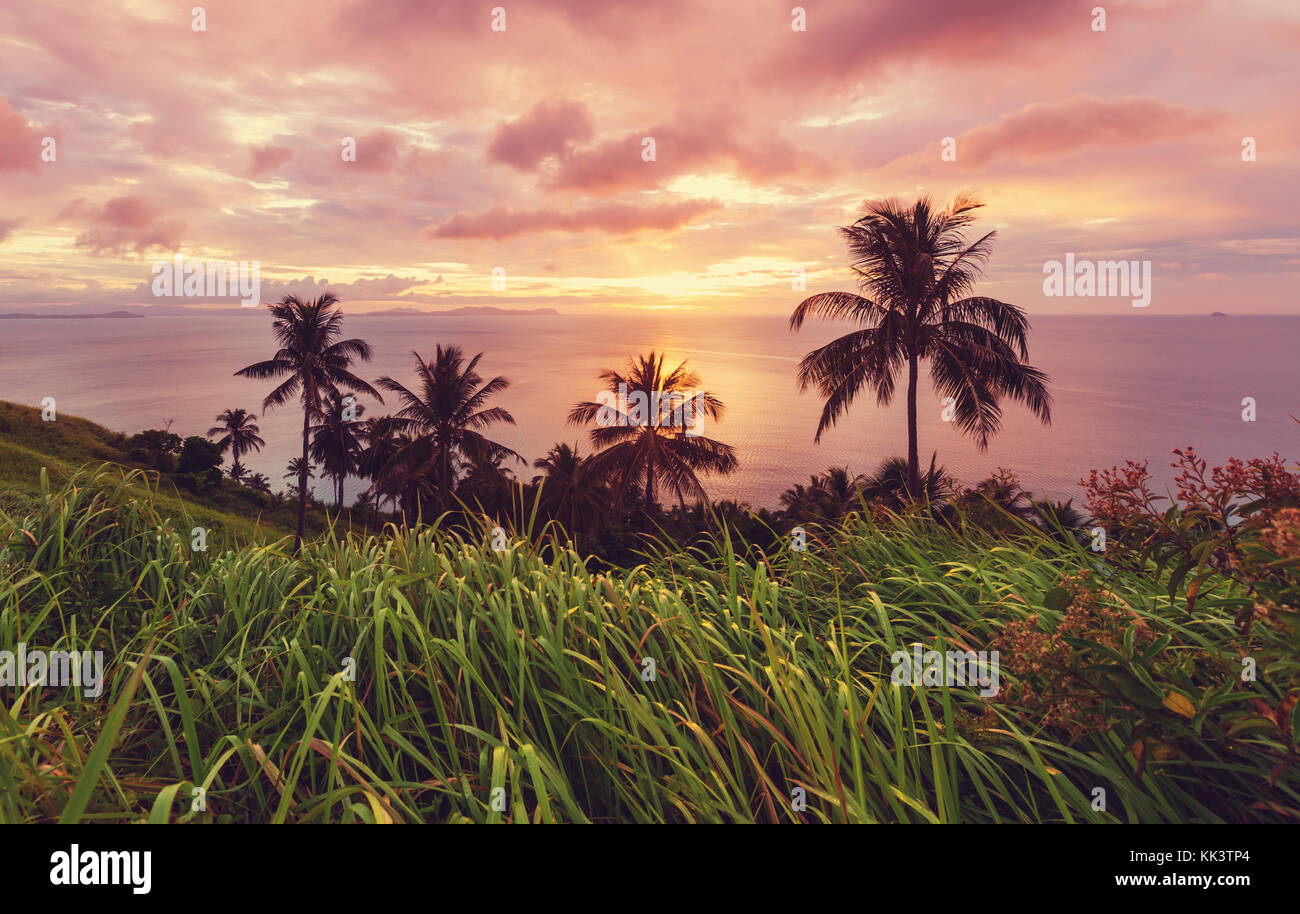 Amazing scenic view of sea bay and mountain islands, Palawan ...