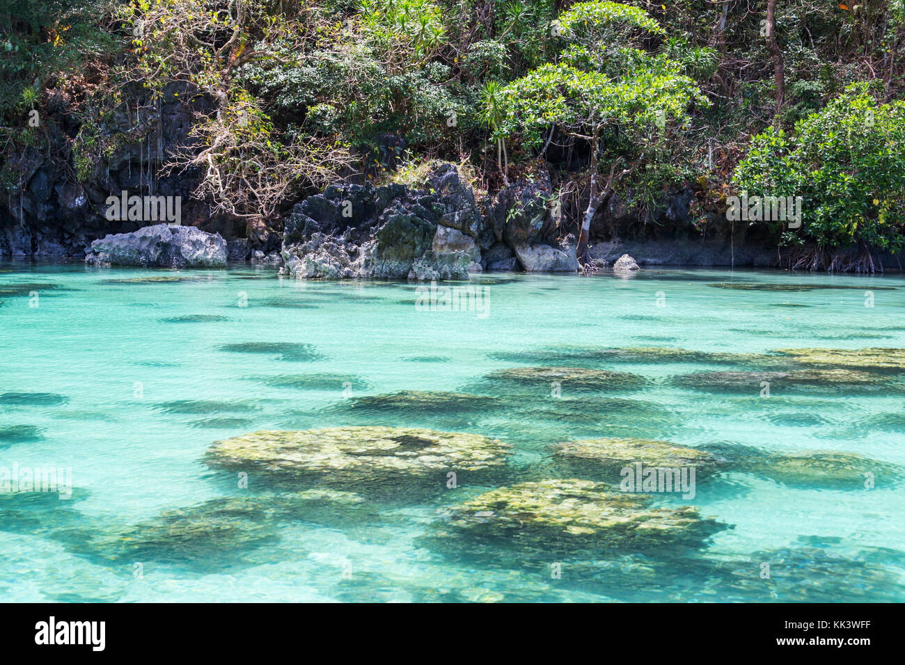 Amazing scenic view of sea bay and mountain islands, Palawan ...