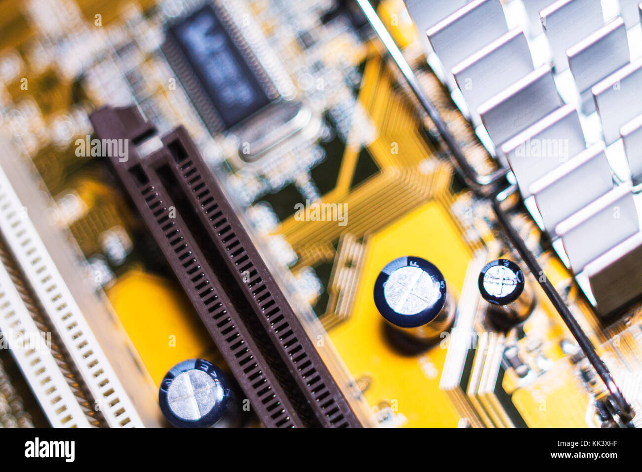 Computer in macro. Various details of computer components in closeup ...