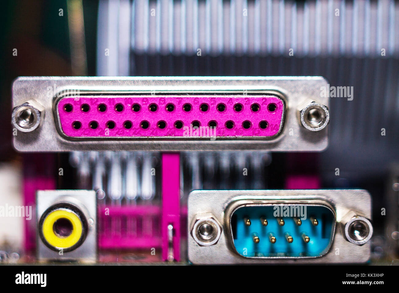 Computer in macro. Various details of computer components in closeup ...