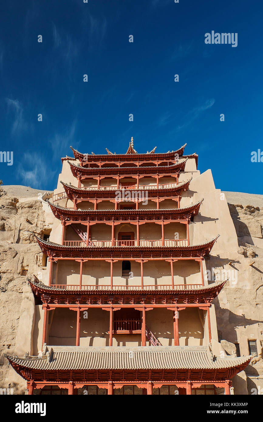 Main entrance of the Mogao caves in Dunhuang, composed of several ...