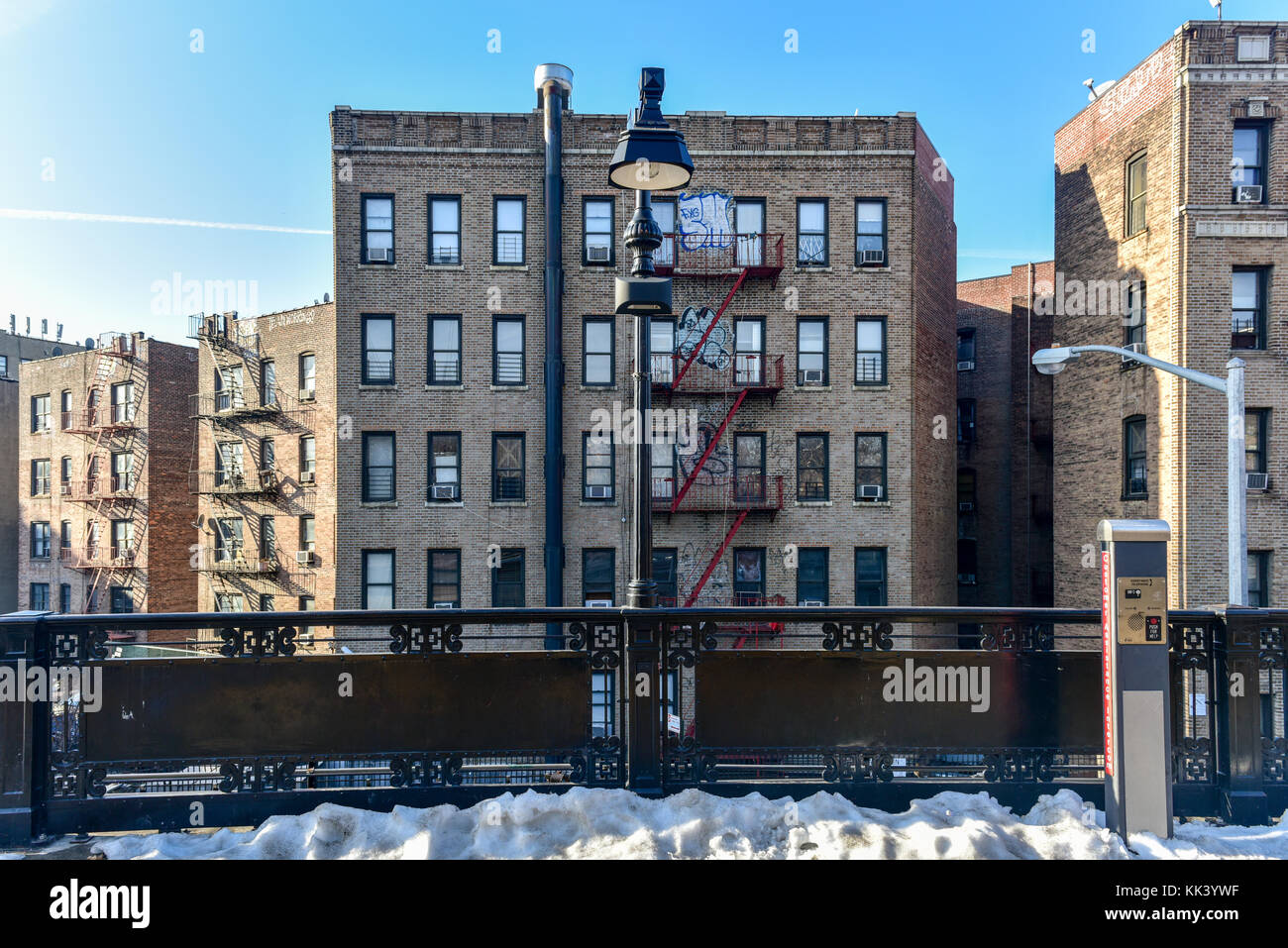 View of apartment buildings from the Dyckman Street Subway station on ...