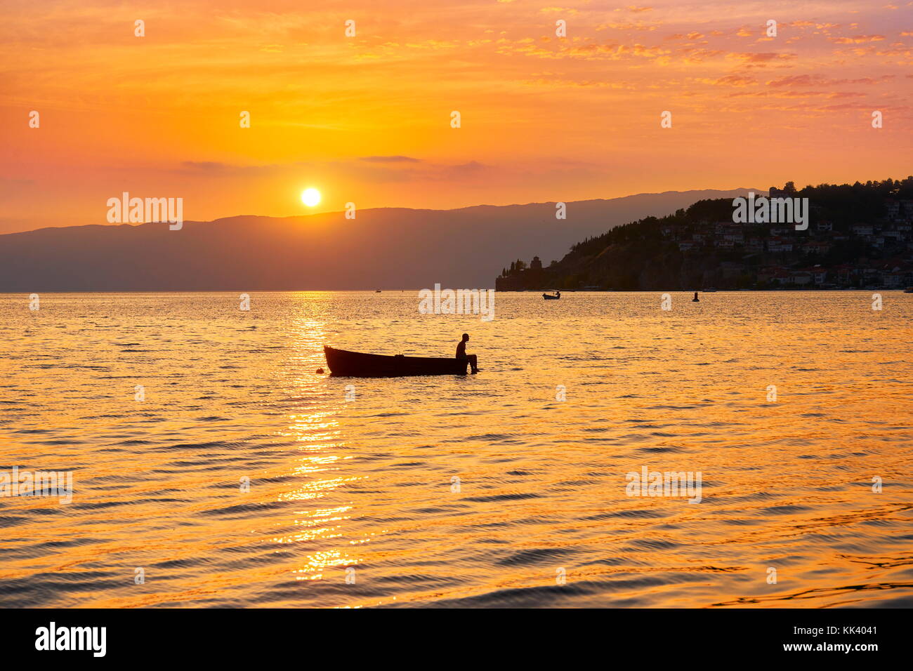 Ohrid Lake at sunset time, Macedonia Stock Photo - Alamy