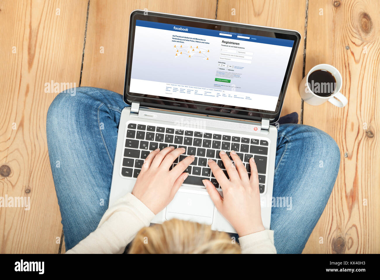 Facebook on laptop Stock Photo - Alamy