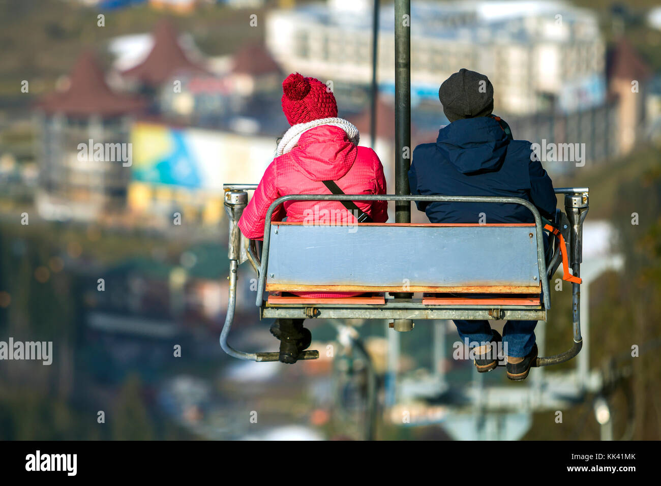 Riding chair lift hi-res stock photography and images - Alamy