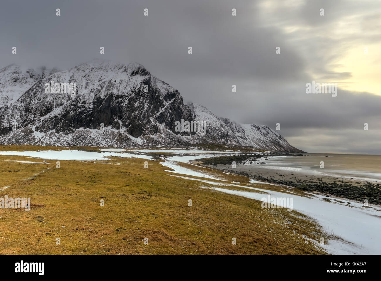Scenic pebble beach in Eggum, Lofoten Islands, Arctic, Norway ...