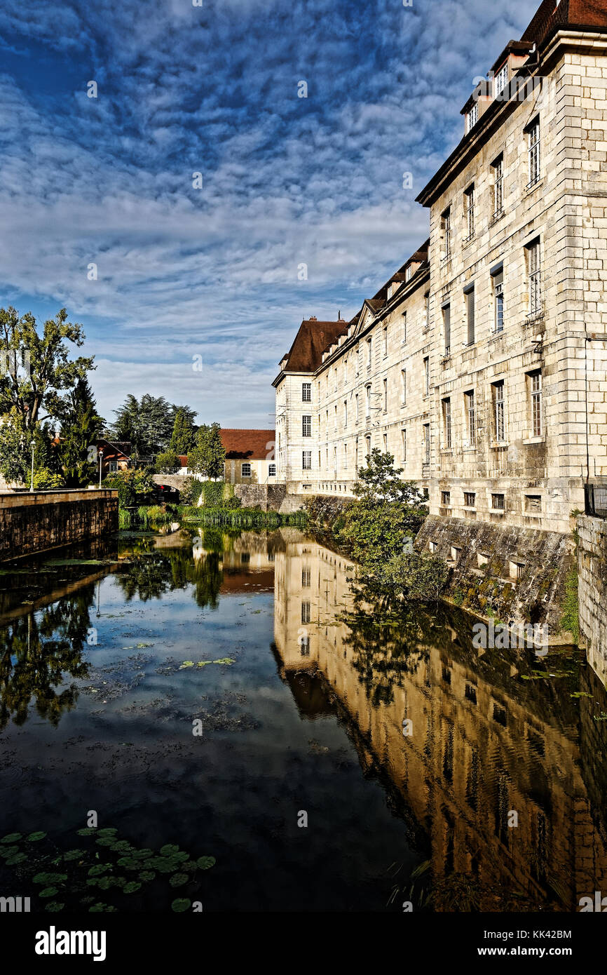 The canals and river Doub are delightful waterways of Dole, France ...