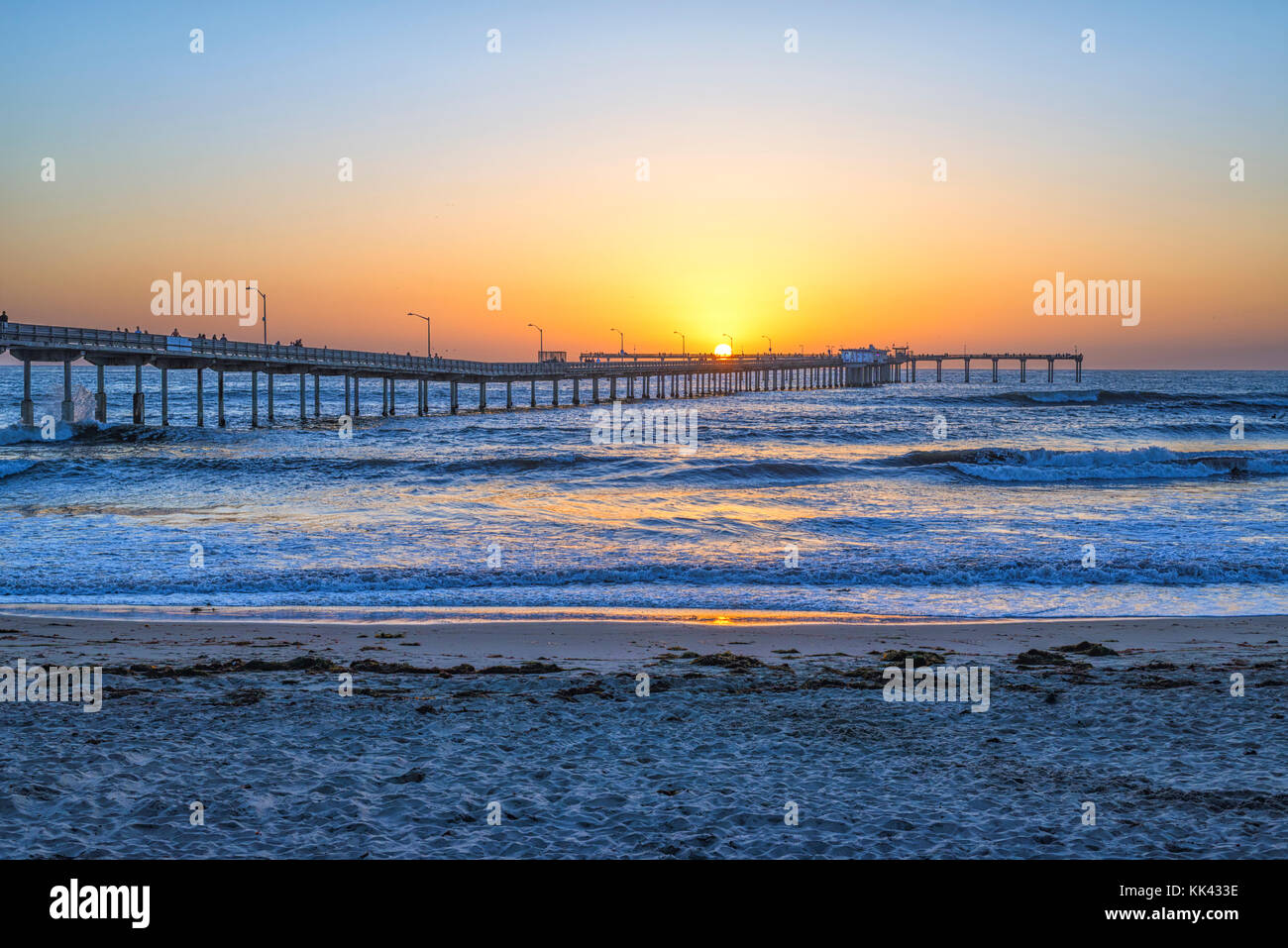 Coastal sunset. View of the Ocean Beach Pier, San Diego, California ...