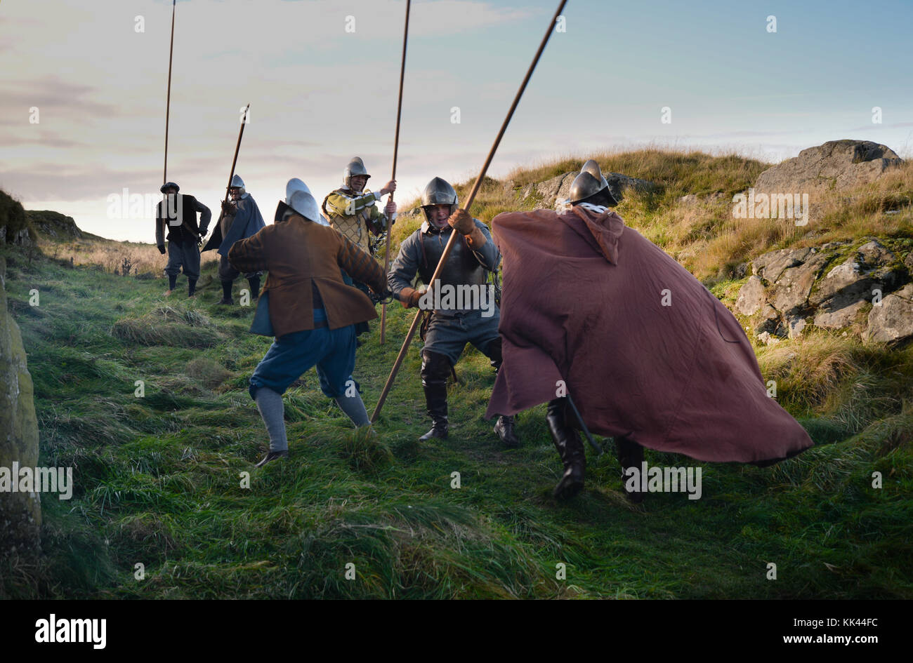 Reiver re-enactors skirmishing Stock Photo - Alamy