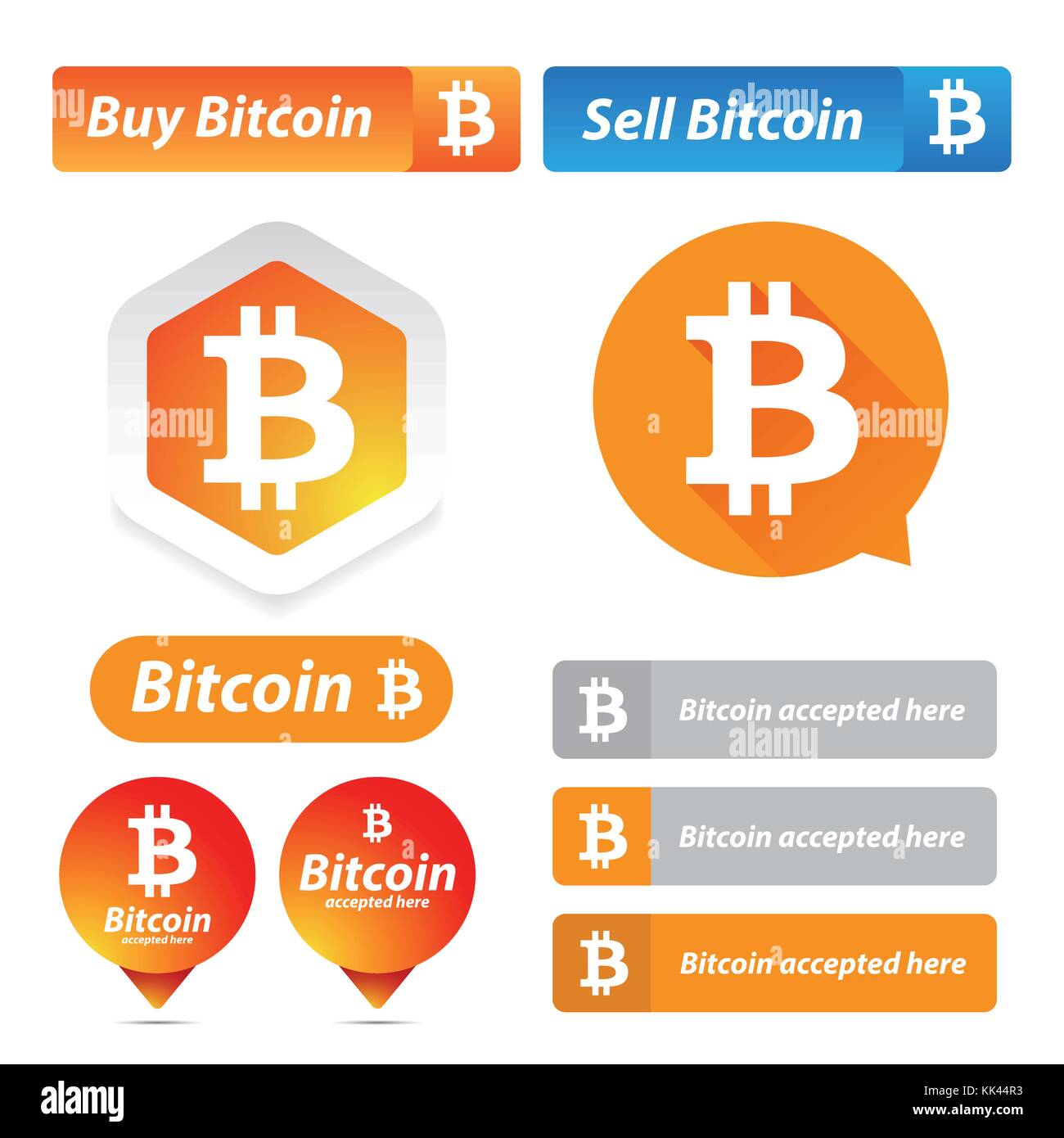 Bitcoin logo and button set vector Stock Vector Image & Art - Alamy