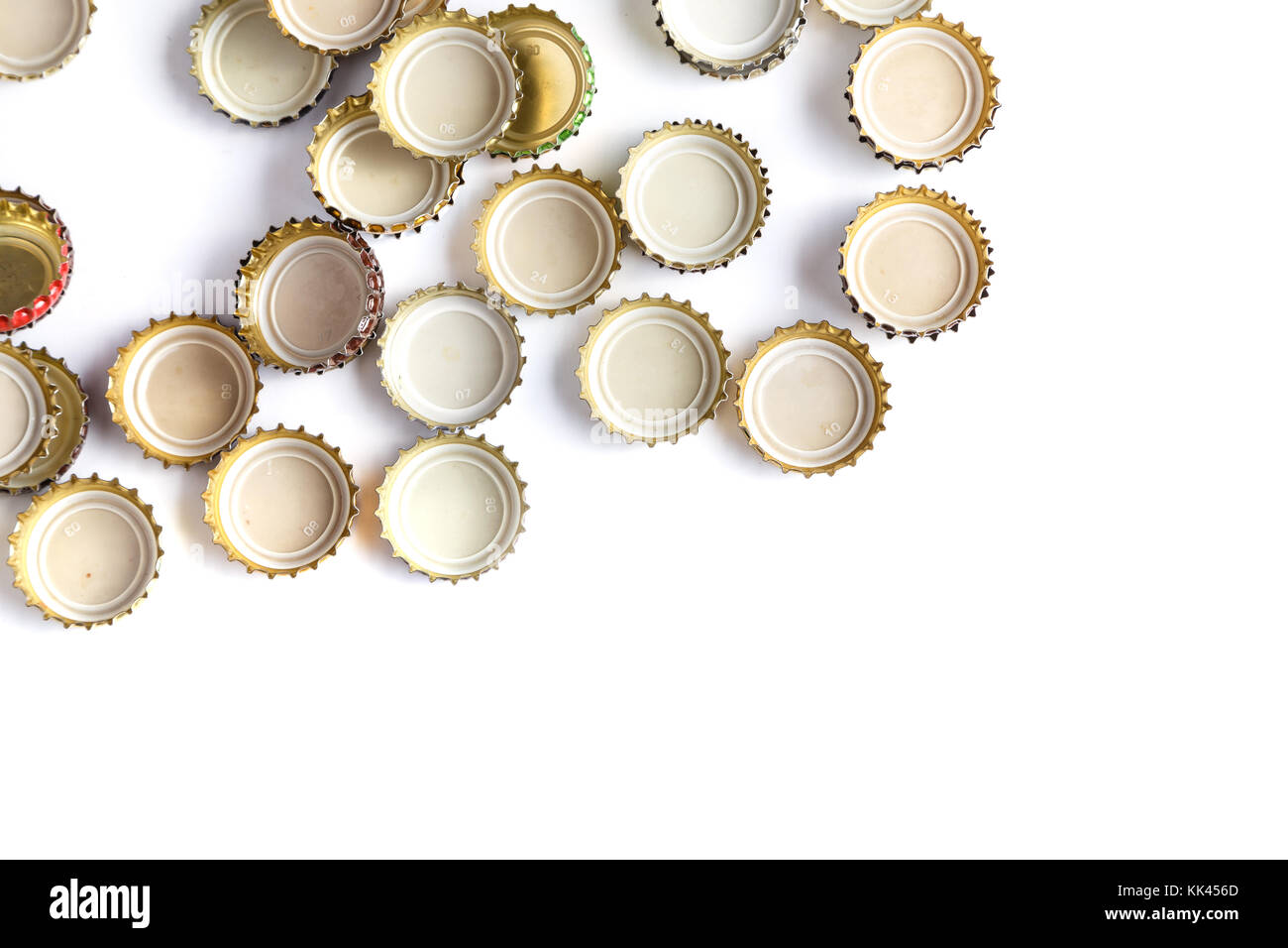 caps of beer on white background, there is a place for an inscription ...