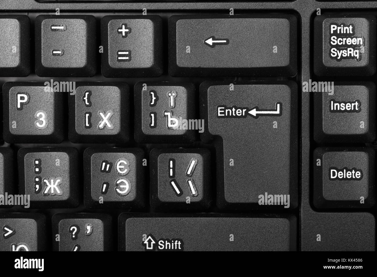 button Enter on the keyboard close-up, top view Stock Photo - Alamy