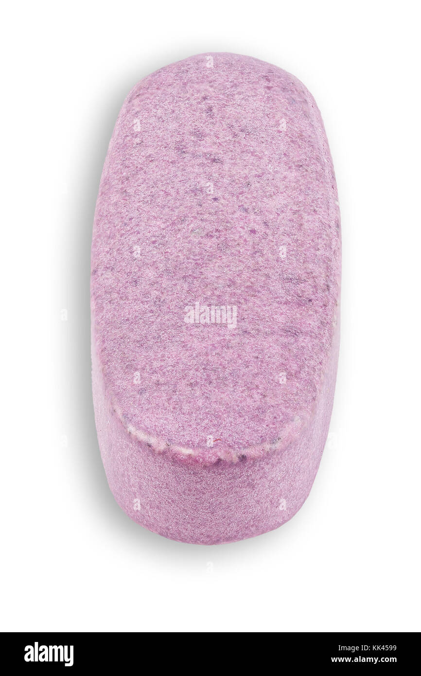 one pink oval tablet on a white background, isolated Stock Photo - Alamy