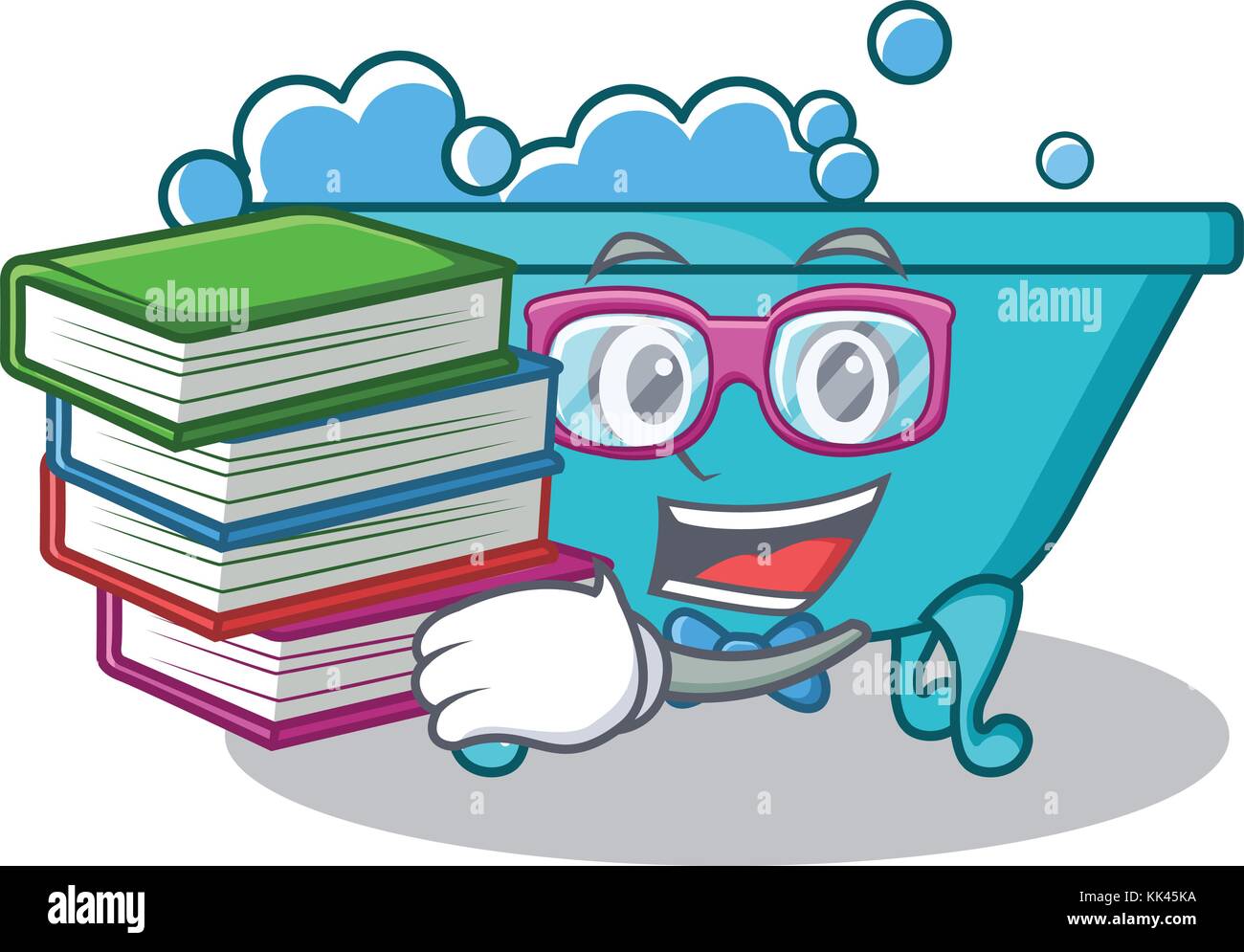 Student with book bathtub character cartoon style Stock Vector Image ...