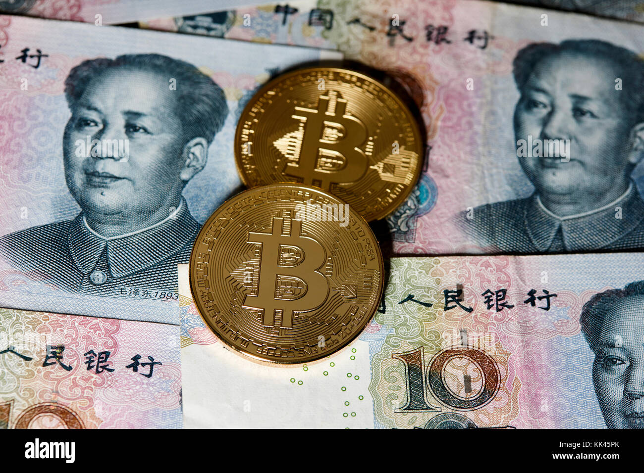 bitcoin with chinese yuan renminbi banknotes Stock Photo - Alamy