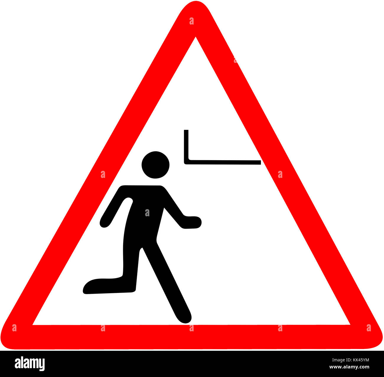 watch your head triangular warning caution red triangular road map sign ...