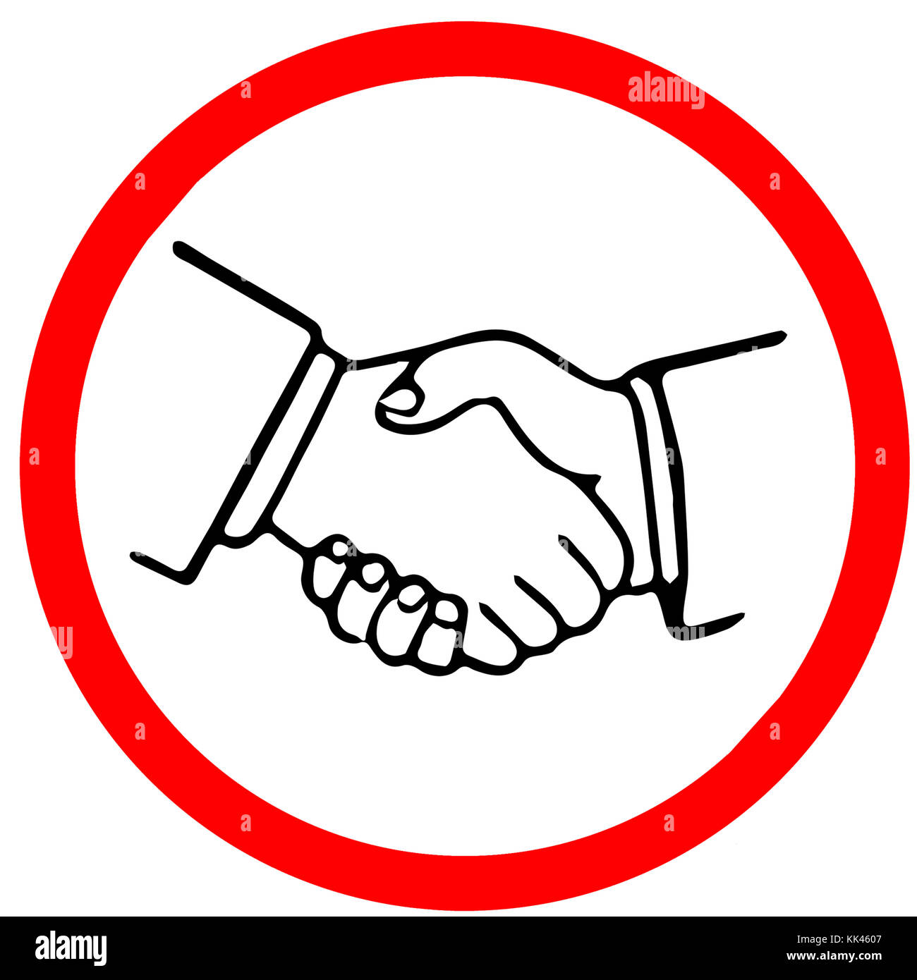 handshaking agreement concept warning caution circle road sign isolated ...